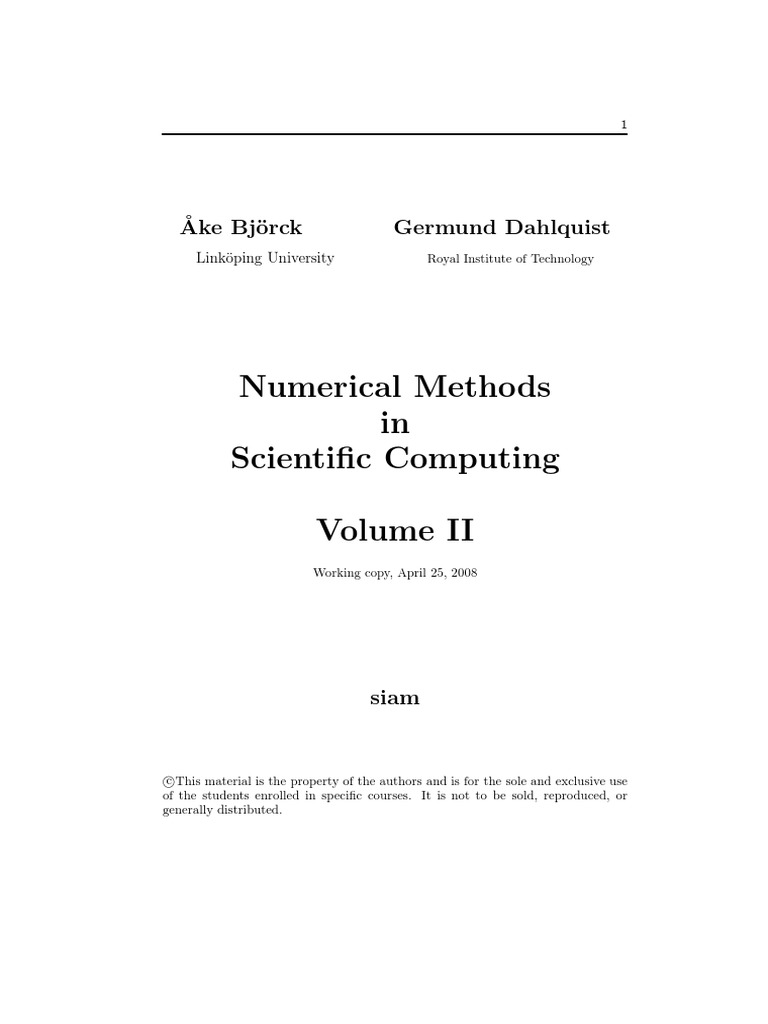 Dahlquist - Bjoerck - Numerical Methods in Scientific Computing. Volume 2 | PDF | Matrix ...