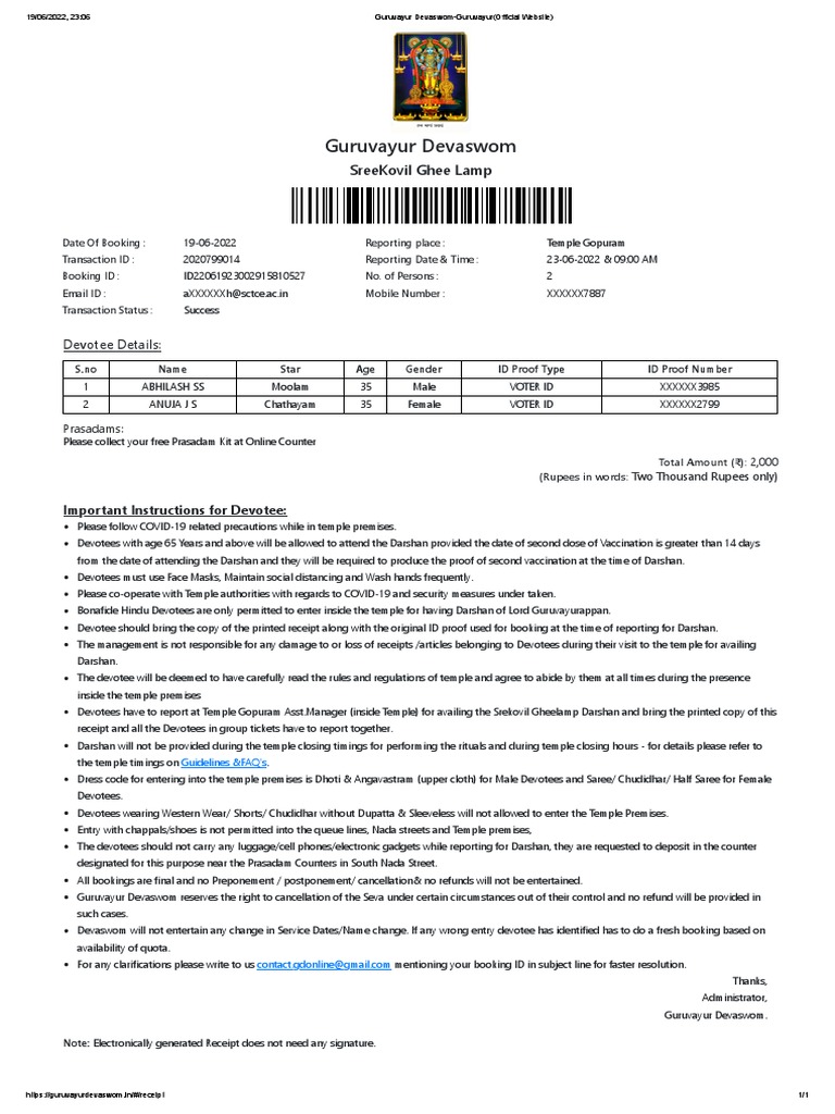 Guruvayur Devaswom-Guruvayur (Official Website) | PDF