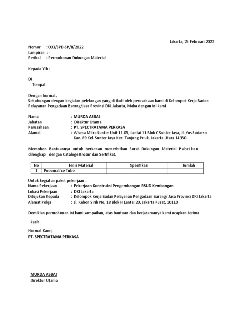 Surat Permohonan Dukungan | PDF