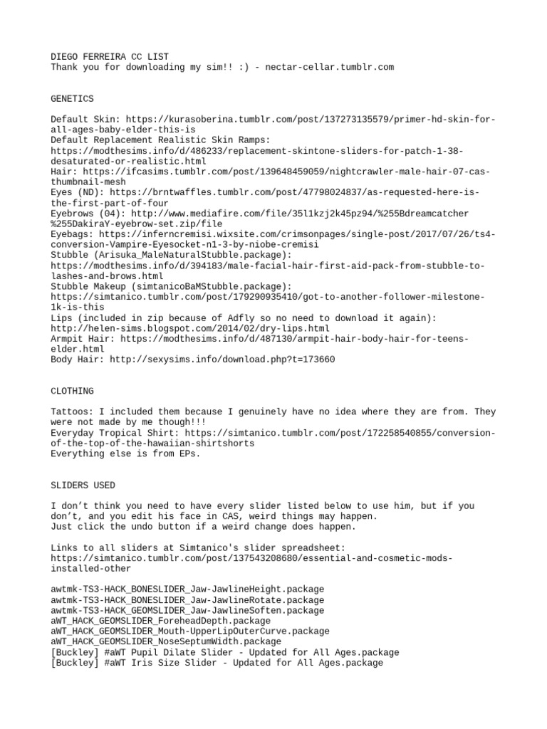 CC List For Diego Ferreira by Nectar-Cellar | PDF | Eyebrow | Human Nose