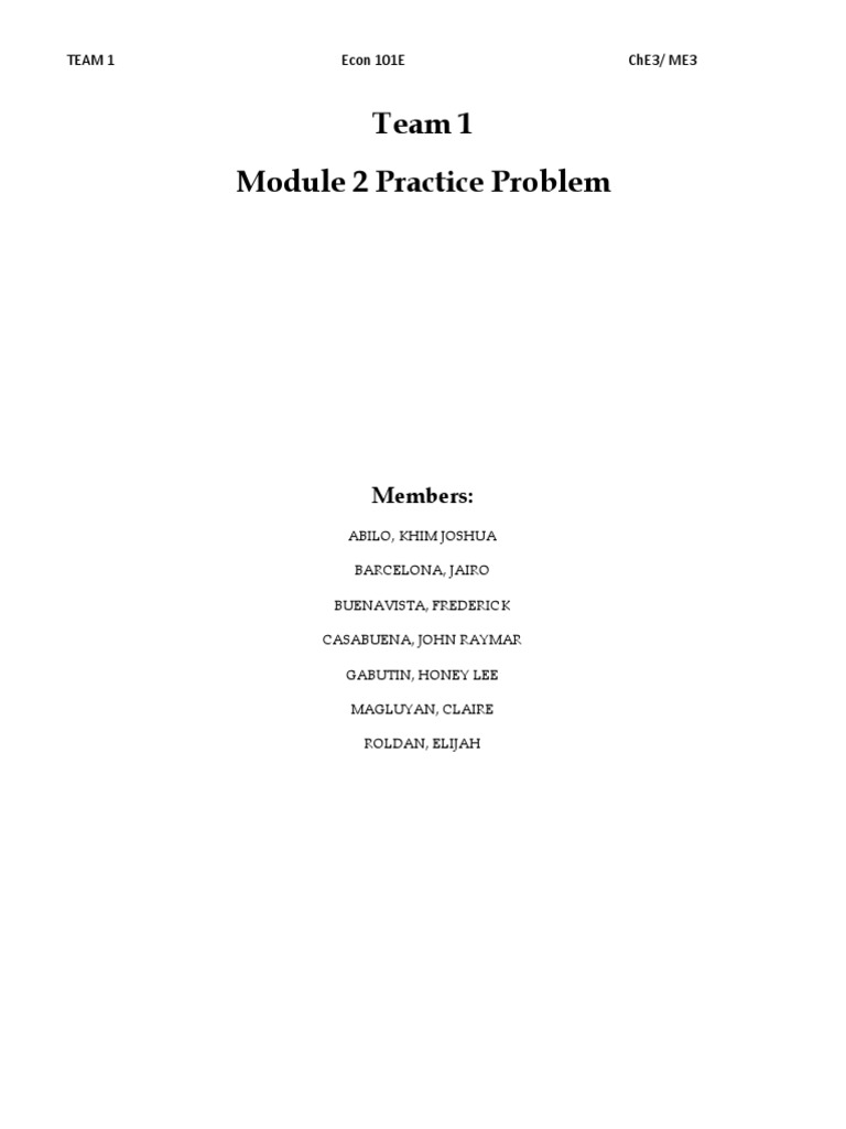 Team-1 Module 2 Practice-Problems | PDF | Profit (Economics) | Production And Manufacturing