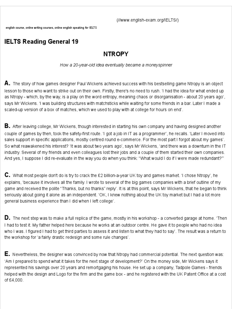 IELTS Reading Sample (General) 9 | PDF