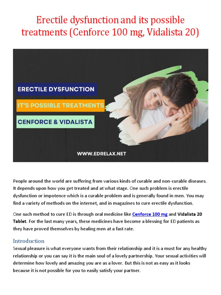 Erectile Dysfunction and Its Possible Treatments | PDF | Erectile ...