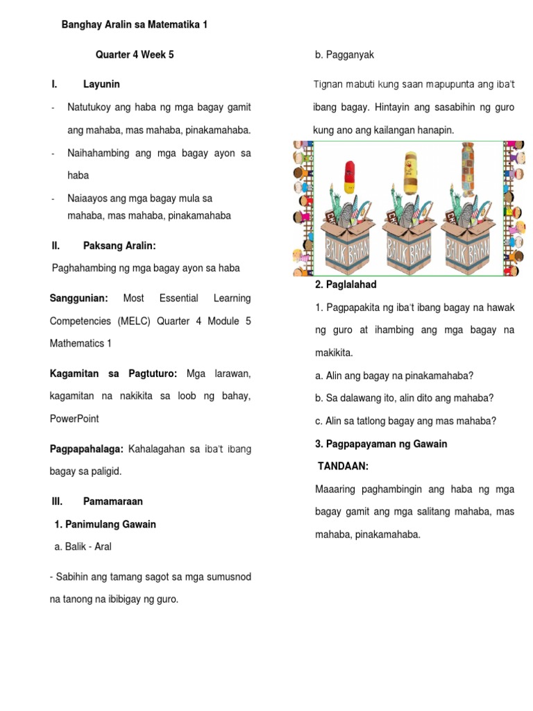 Banghay Aralin Sa Matematika 1 | PDF Banghay Aralin Sa Matematika 1 | PDF