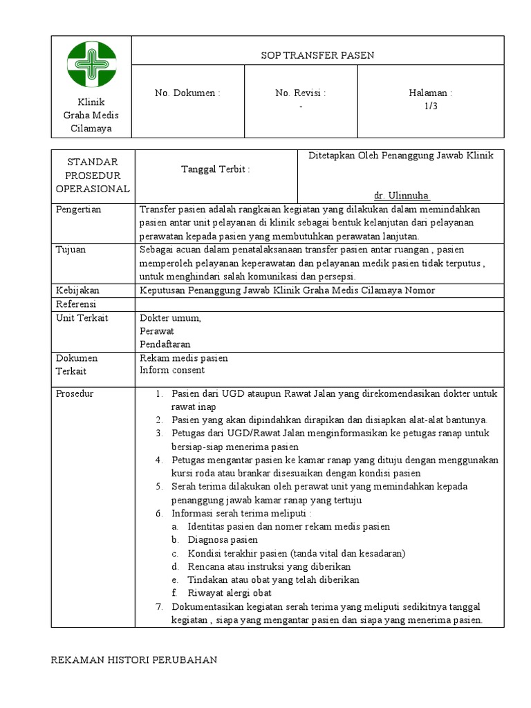Spo Transfer Pasien | PDF