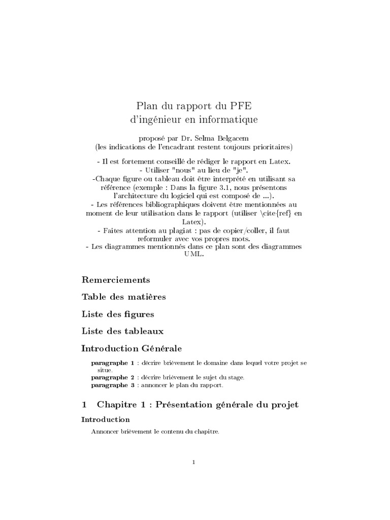 Plan de Rapport PFE en Informatique | PDF | Architecture de logiciel ...