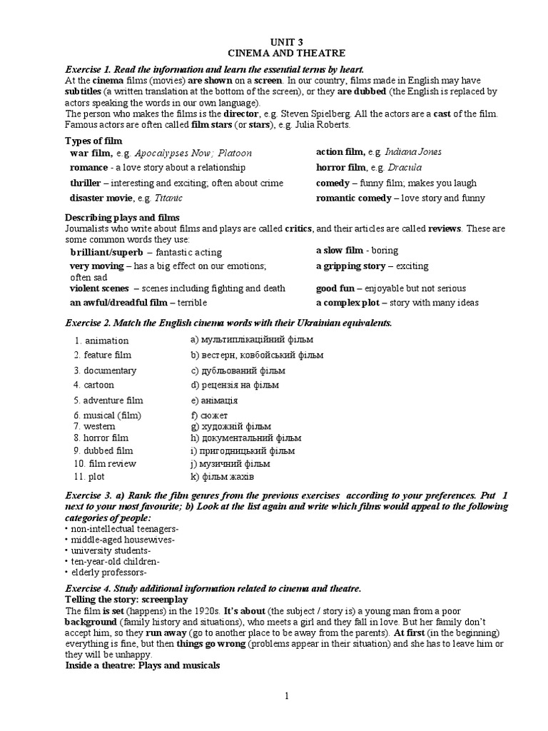 UNIT - 3 Adv Ing Corrected | PDF | Movie Theater | Theatre