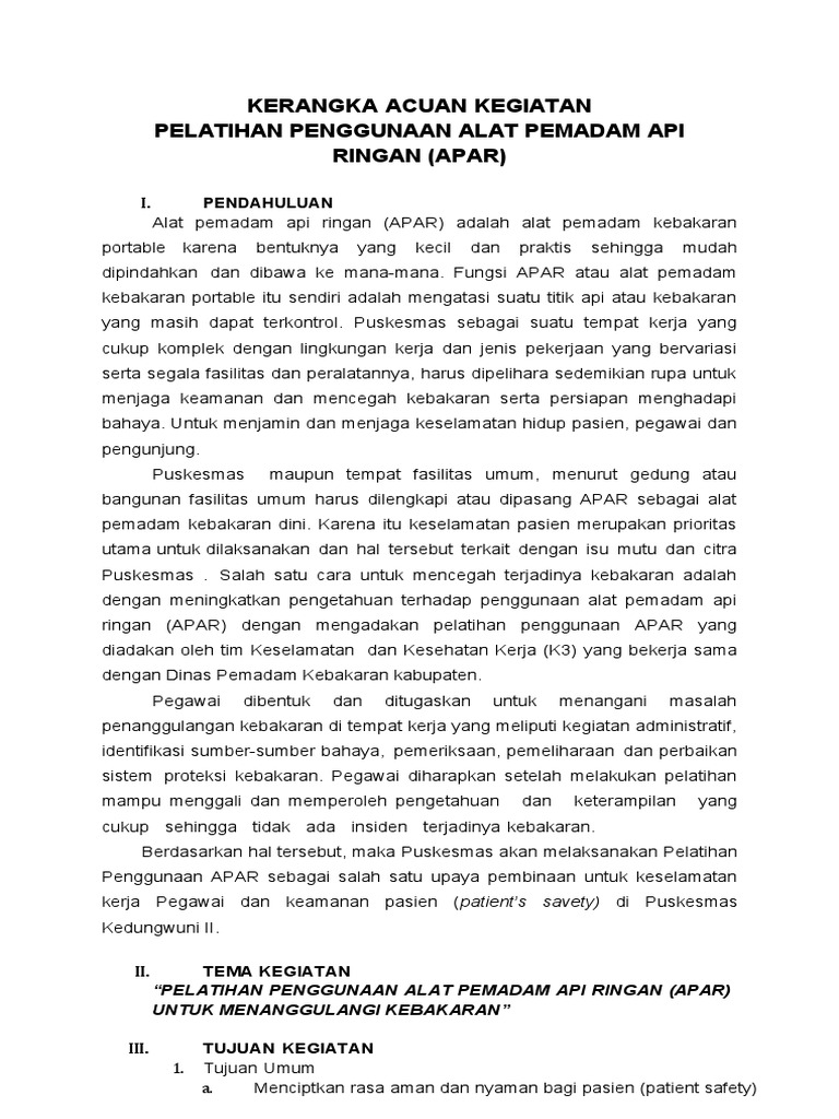 Pelatihan Penggunaan APAR di Puskesmas | PDF | Sains & Matematika