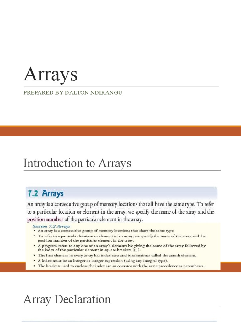 Week 8 Introduction To Arrays One Dimensinal Array Pdf Array Data Structure Parameter