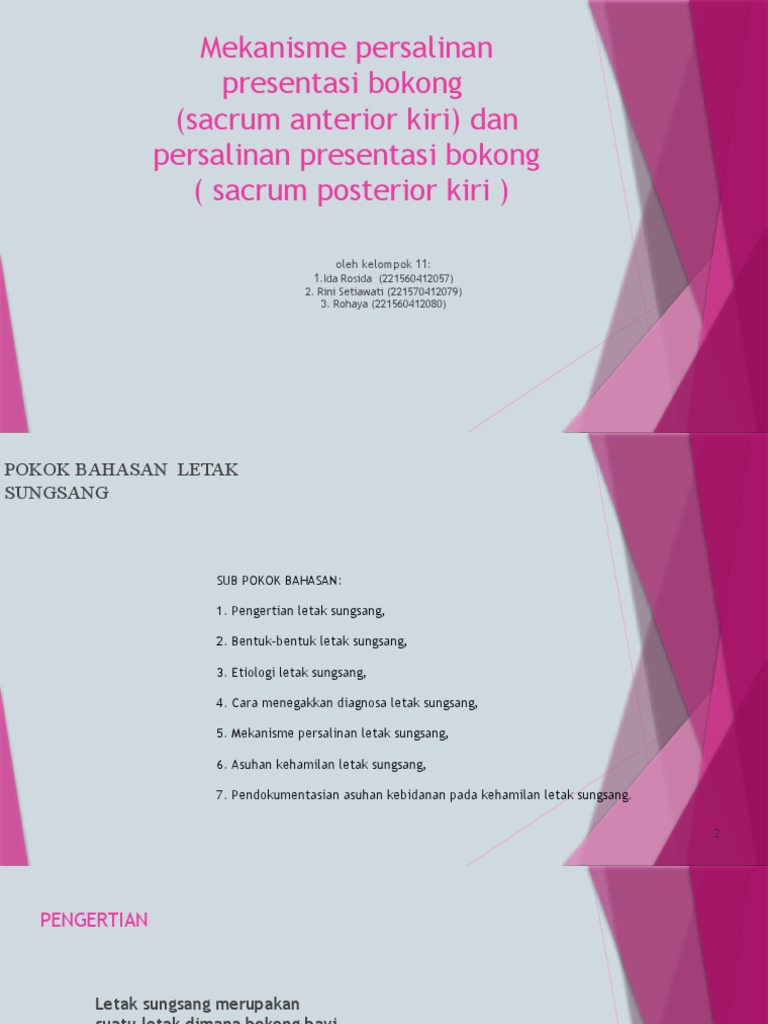 Mekanisme Persalinan Presentasi Bokong Sacrum Anterior Kiri Dan Posterior Kiri | PDF