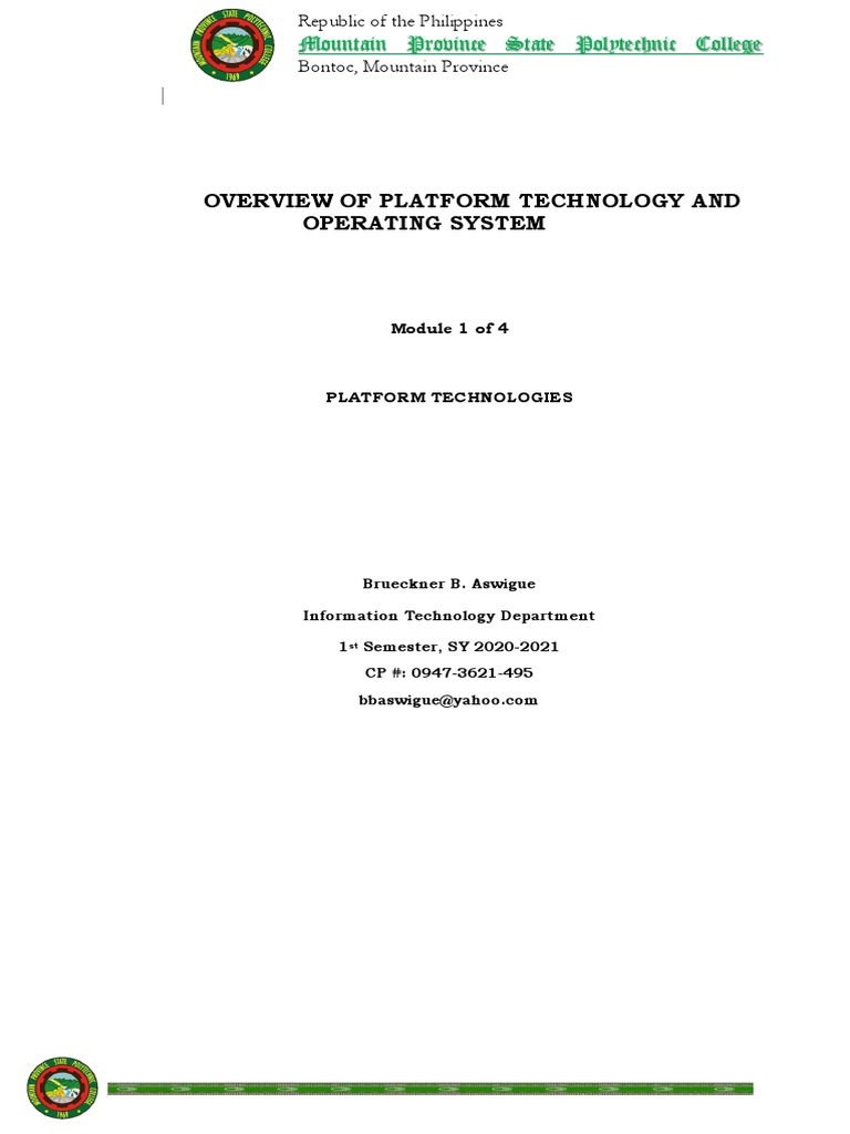 Platform Technologies Module 1 | PDF | Operating System | Process (Computing)