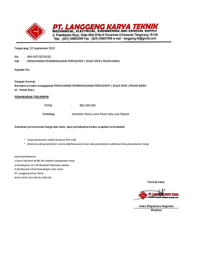 Install Bak Tangki Chiler and Base Remain Water Chiller: Penawaran Terlampir | PDF