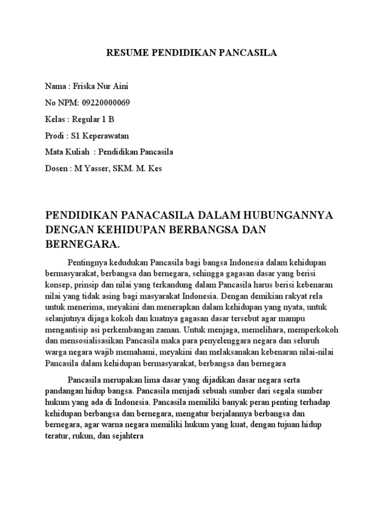 Resume - Friska Nur Aini Reg B - Kep | PDF