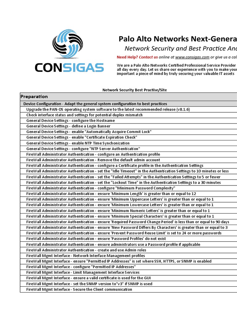 Palo Alto Checklist | PDF | Transport Layer Security | Proxy Server