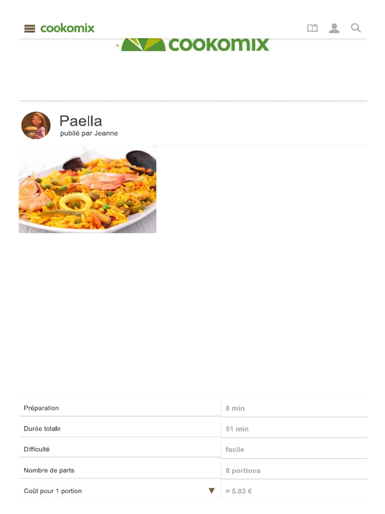 Paella Au Thermomix - Cookomix | PDF