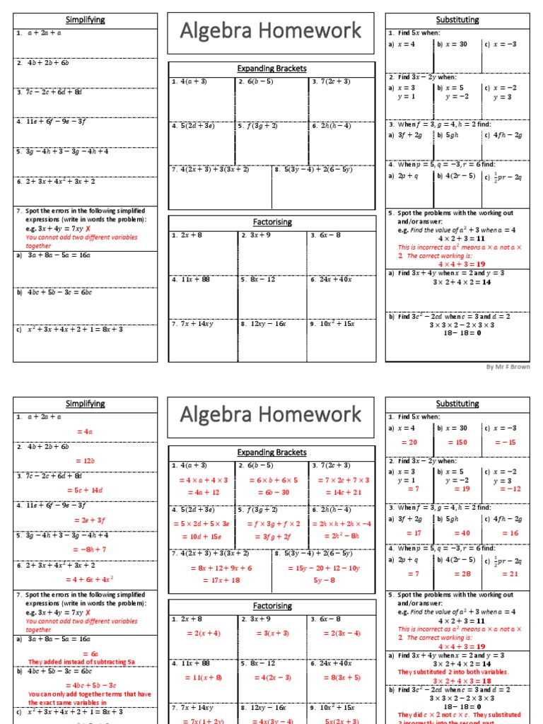 Algebra Homework | PDF