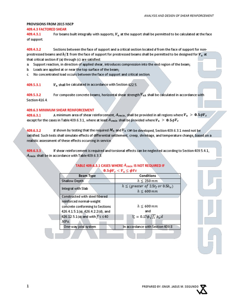 Module 4 Analysis and Design of Shear Reinforcement | PDF | Beam ...