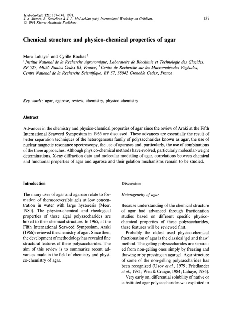 Agar Agar Physico Chemical Properties | PDF | Agar | Chemistry
