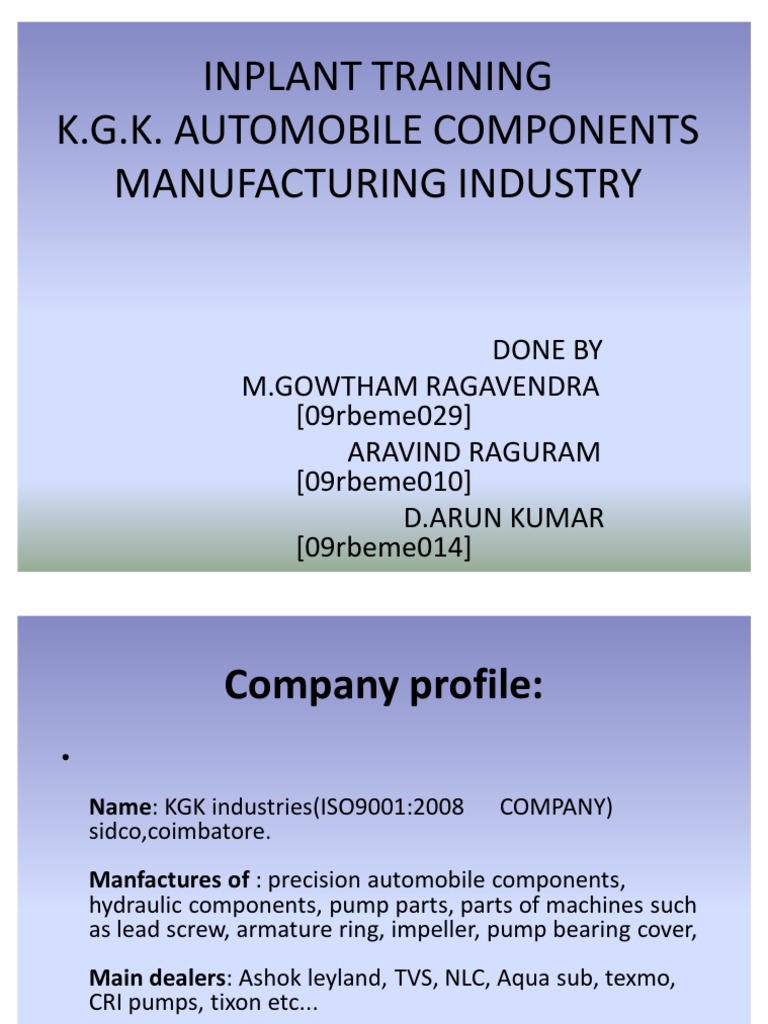 Inplant Training | PDF