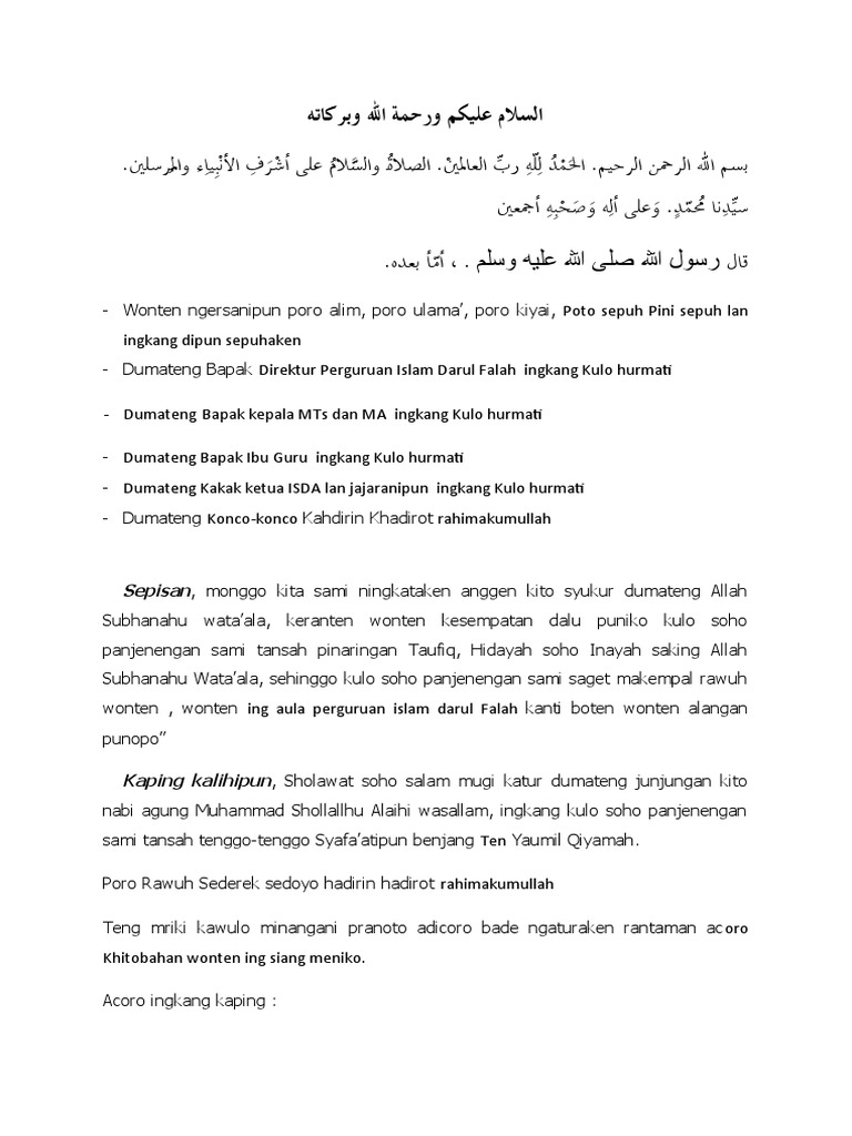 Draft Teks MC Khotibah VII A | PDF