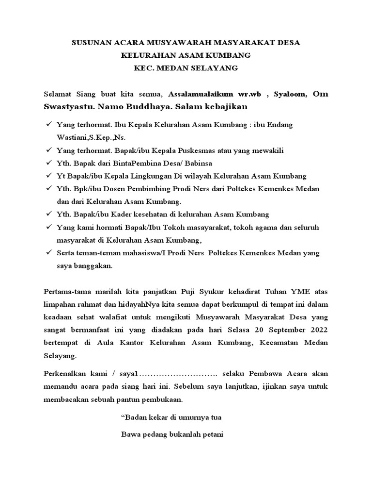 Susunan Acara MMD | PDF