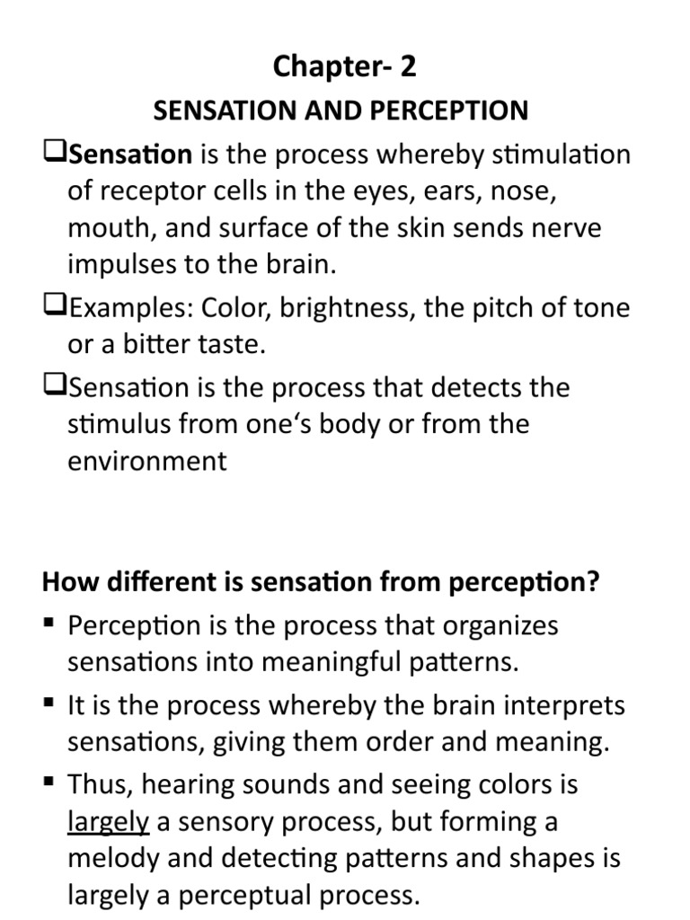 Chapter - 2. Sensation and Perception | PDF | Perception | Senses