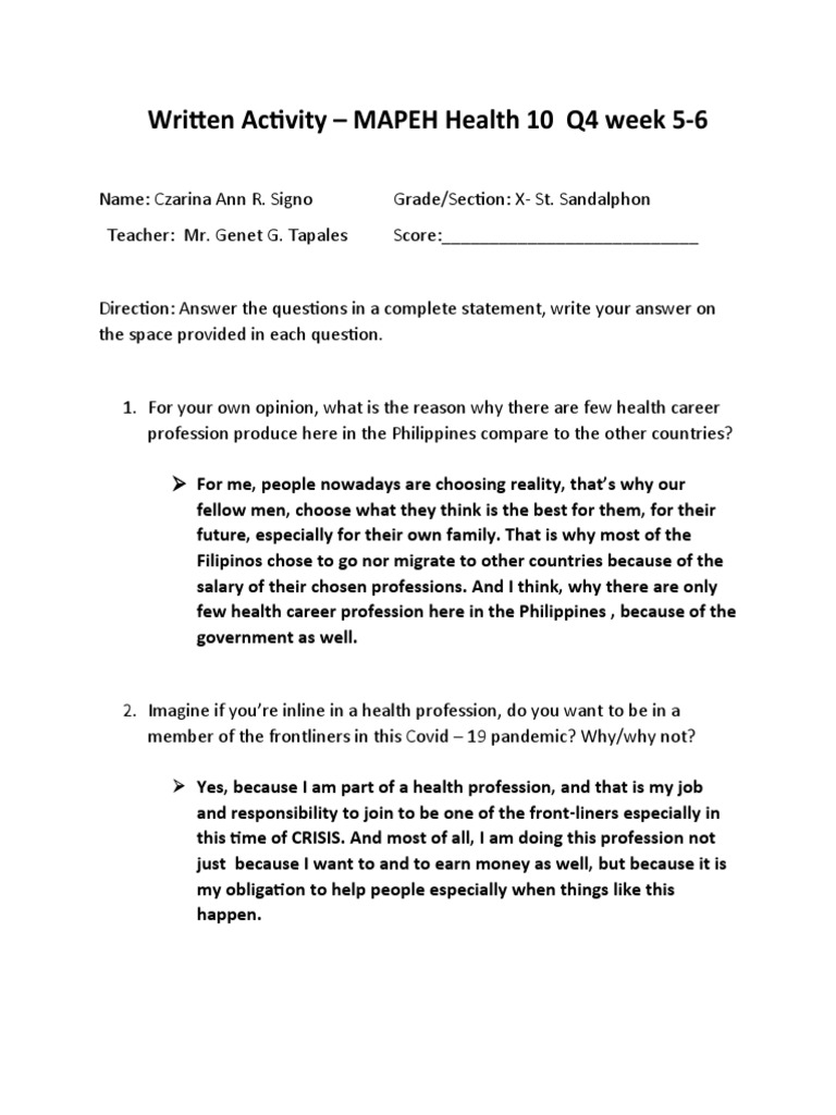 Written Activity Mapeh Week 5-6 | PDF