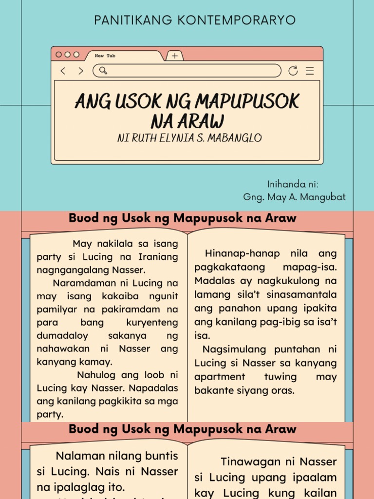 Usok NG Mga Mapupusok Na Araw Ni Ruth S. Mabanglo | PDF