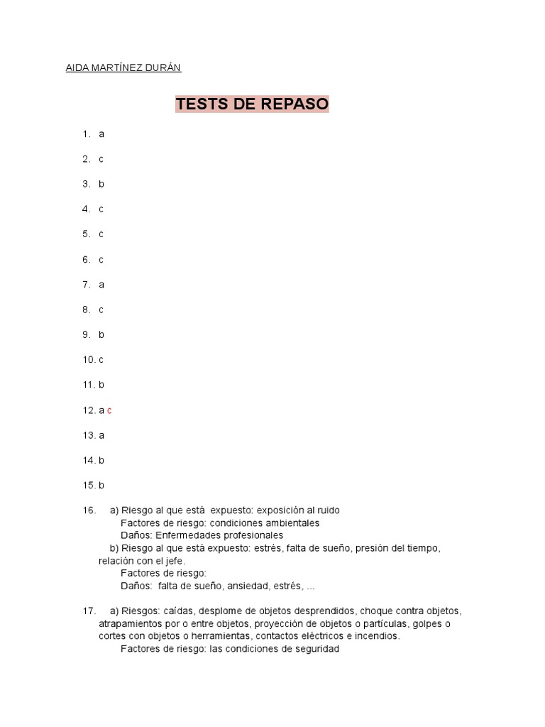 Tema 10. Ejercicios de Repaso Final (Fol) | PDF | La seguridad | Las condiciones de trabajo