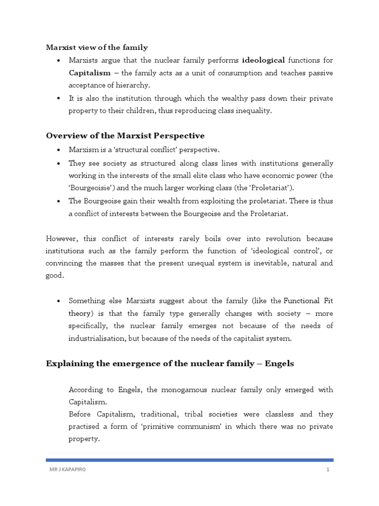 Marxist View On Family | PDF | Marxism | Capitalism