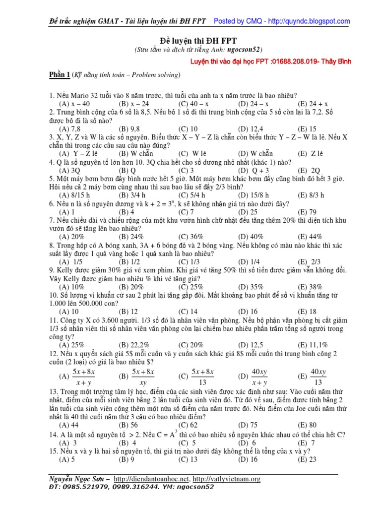 111cautracnghiem FPT | PDF