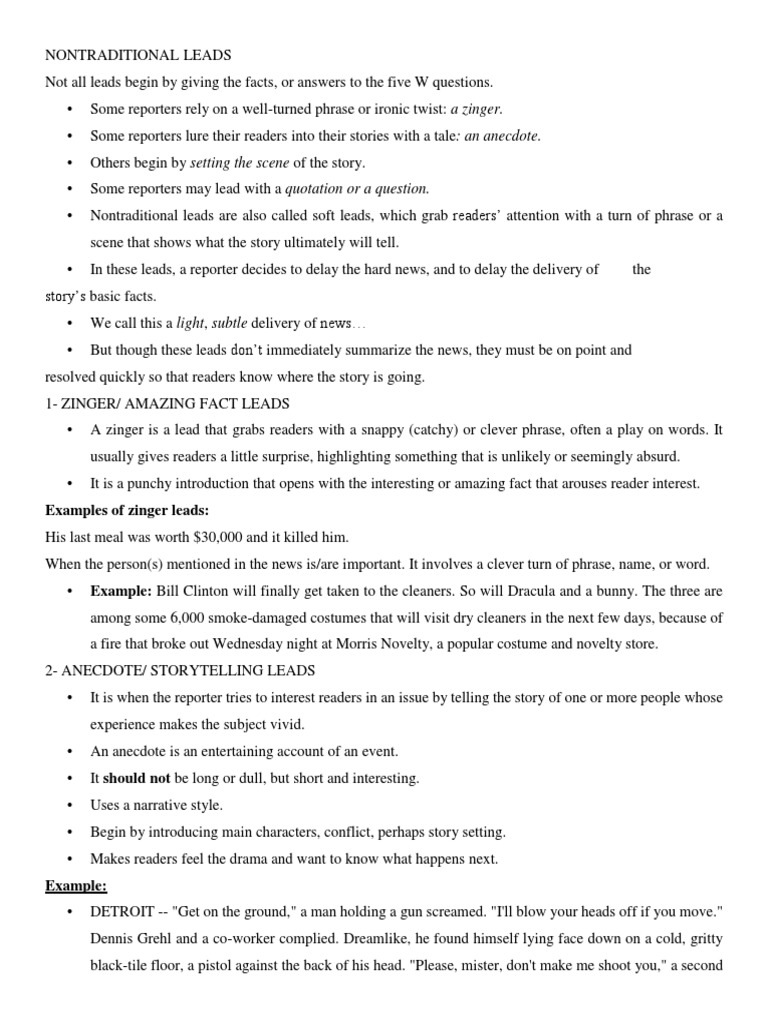 Nontraditional Leads | PDF