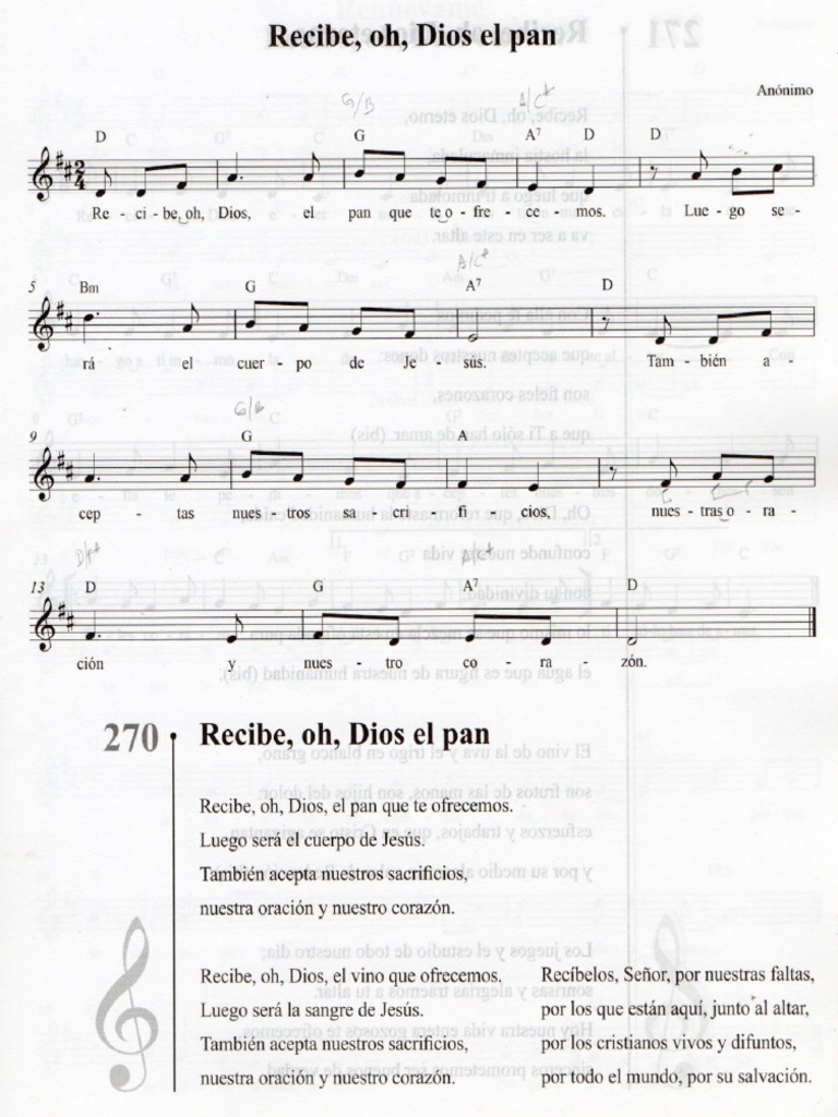 Recibe Oh Dios, El Pan (Partitura) | PDF