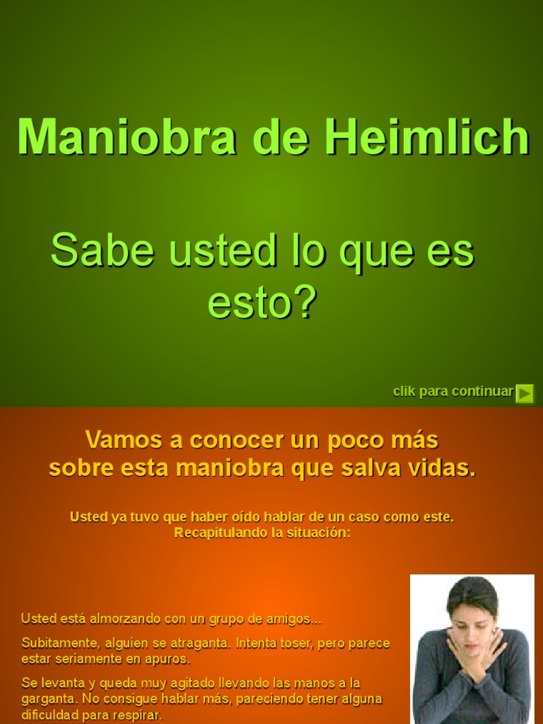 Maniobra de Heimlich: Guía Rápida | PDF