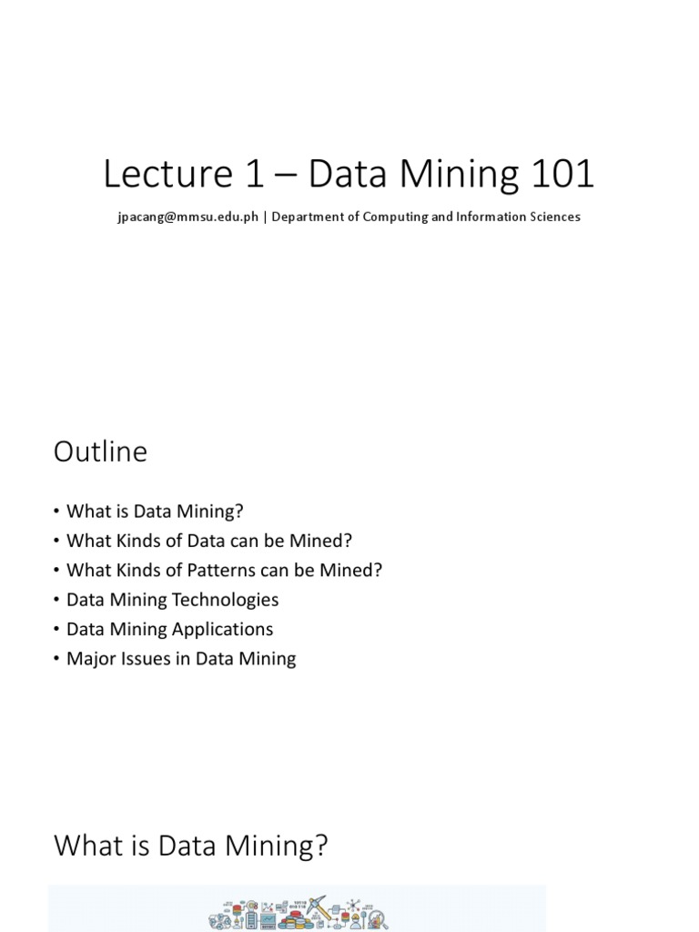 Data Mining 101 Lecture Overview | PDF | Data Mining | Databases