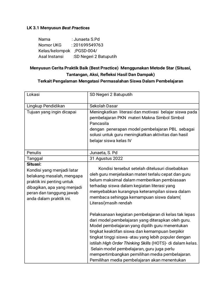 LK3.1 Menyusun Best Practices | PDF