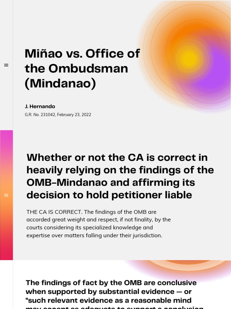 Miñao vs. Office of The Ombudsman (Mindanao) | PDF