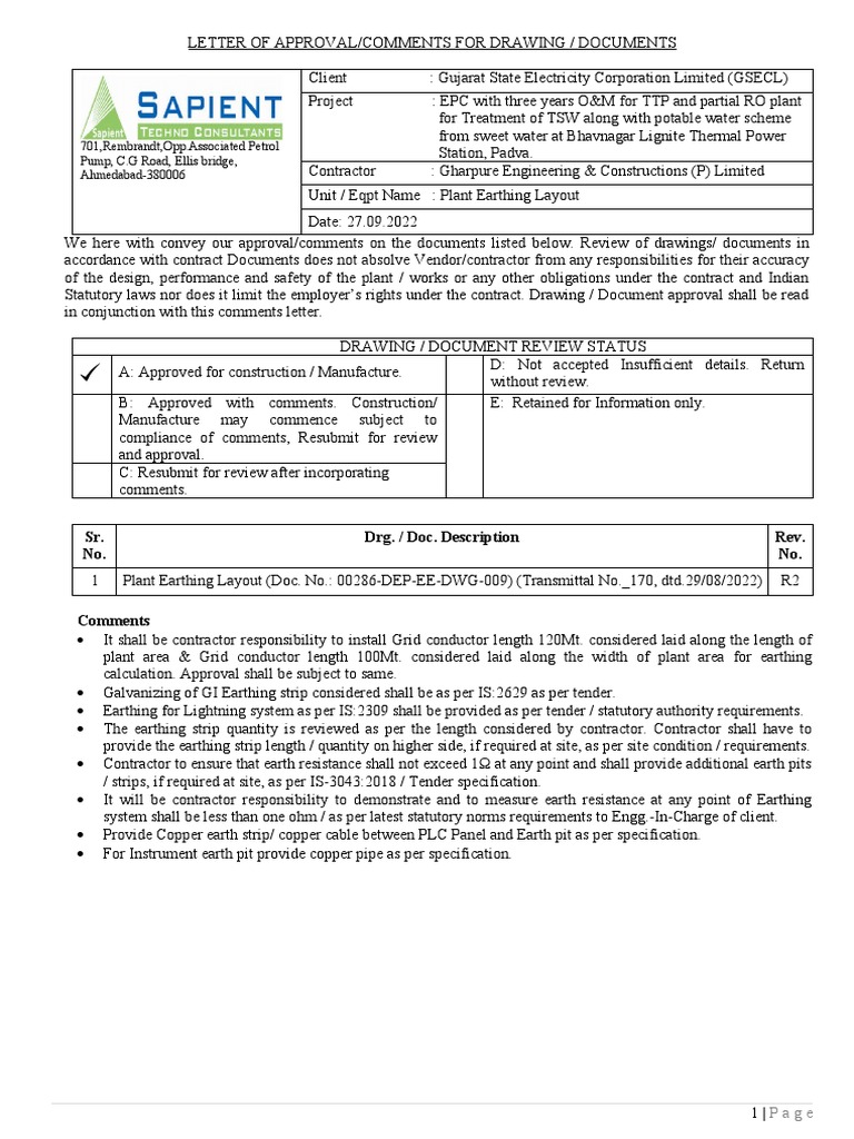 E-Plant Earthing Layout-R2 27.09.2022 | PDF | Electrical Resistance And ...