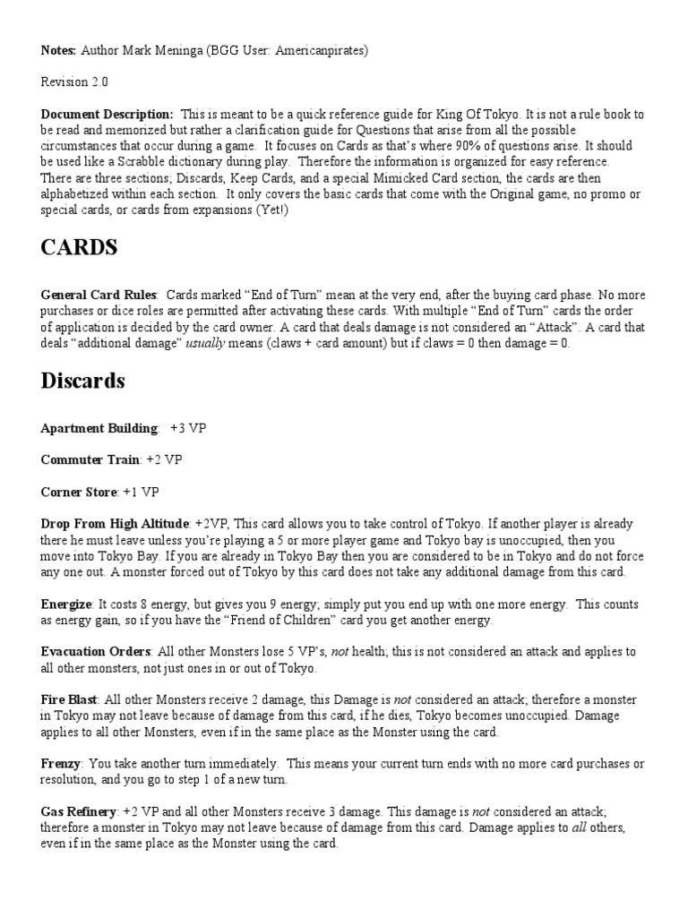 Kot Card Ref 2.0 | PDF