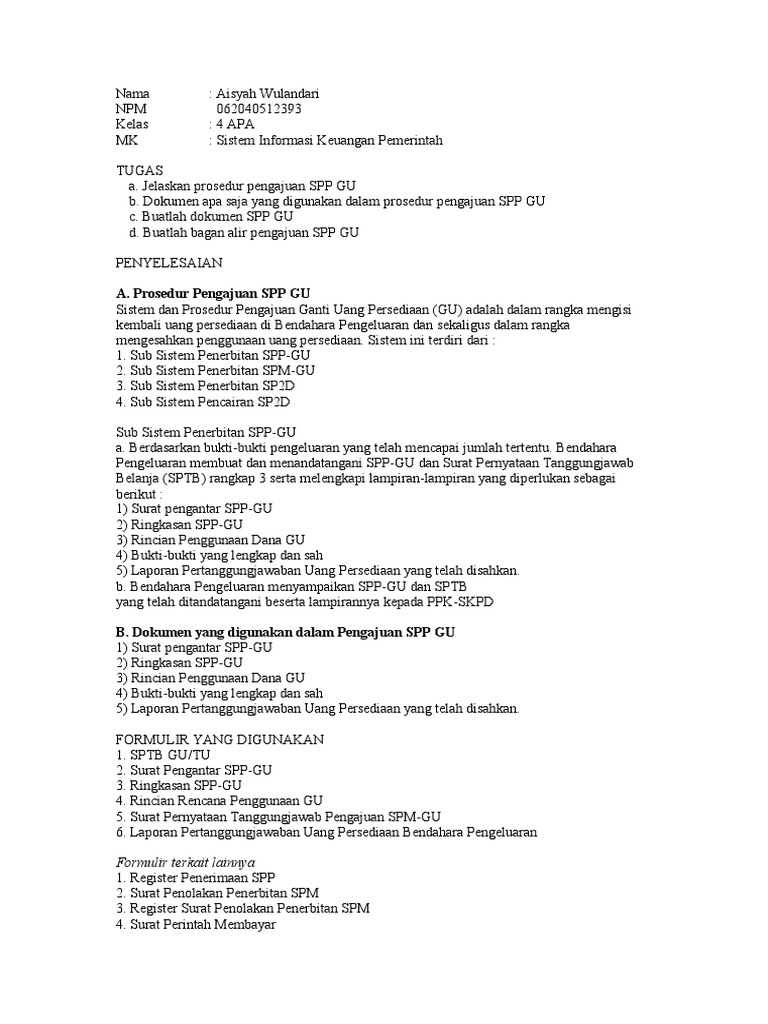 Aisyah Wulandari 4APA Pengajuan SPP GU | PDF