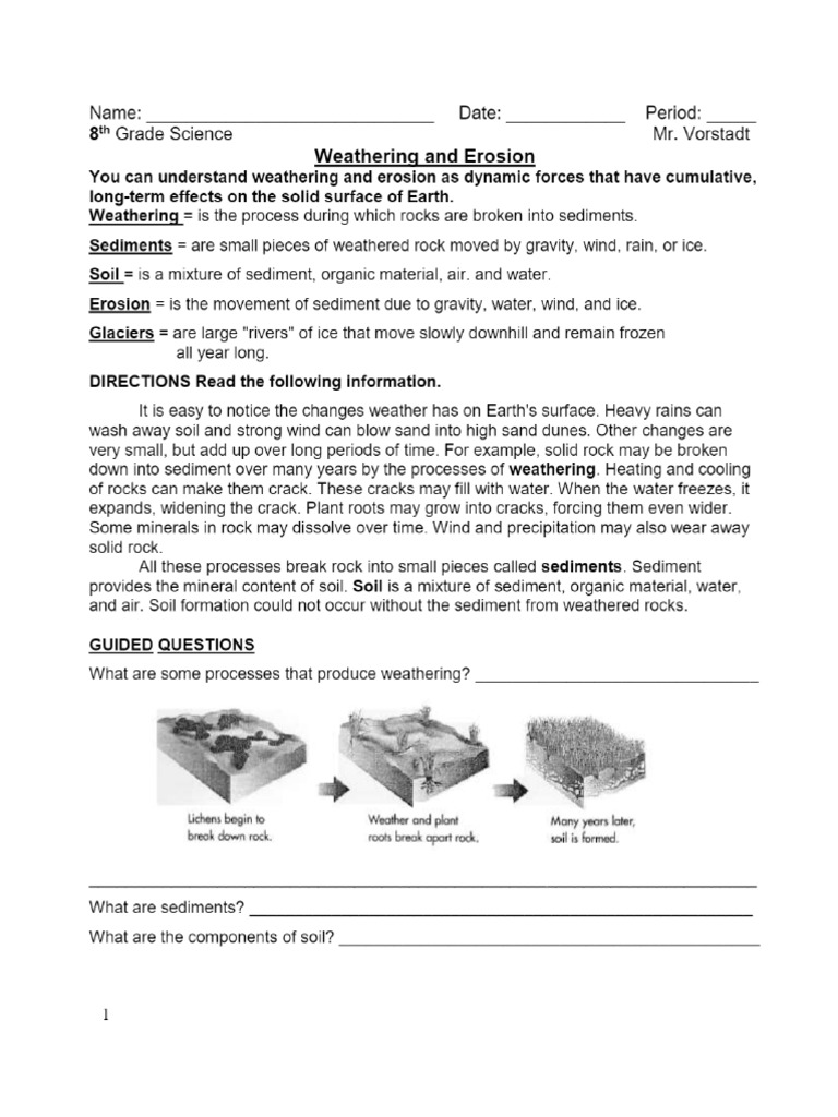 Weathering Worksheet | PDF