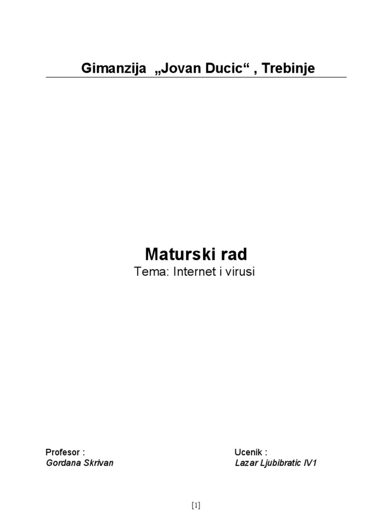 Maturski Rad!!!!!!!! | PDF