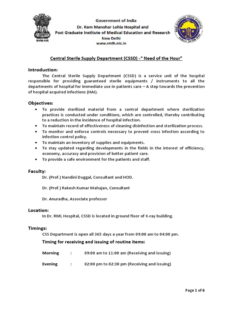 Structure of CSSD For Website | PDF | Sterilization (Microbiology)