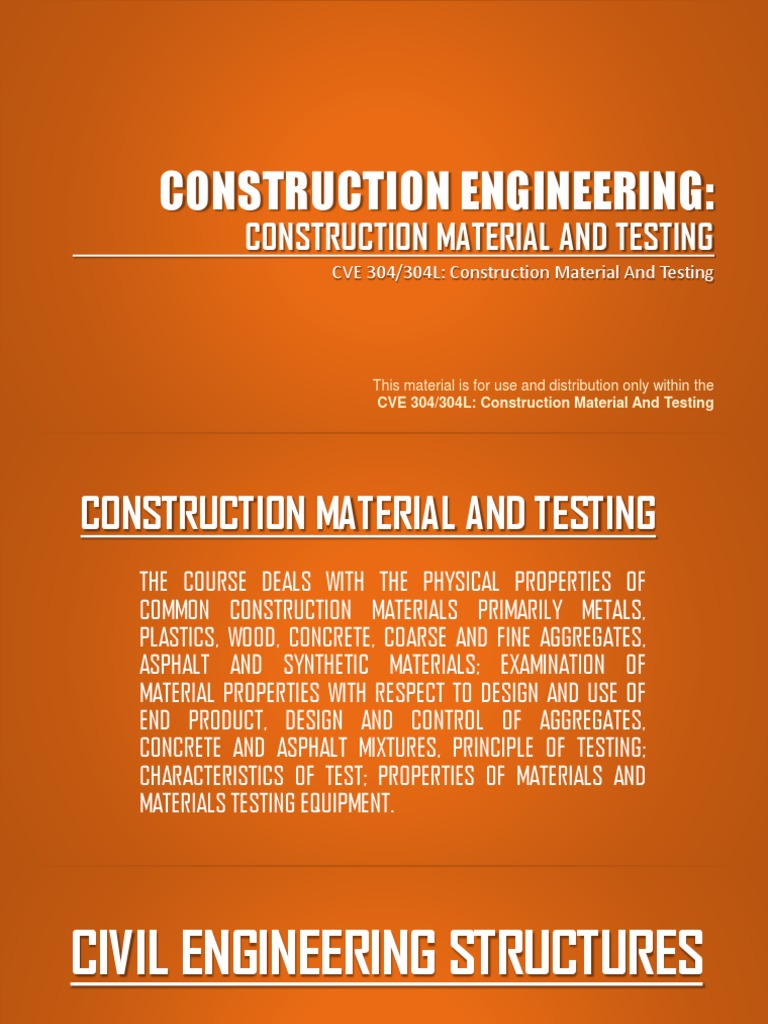 Construction Materials and Testing. 01. Introduction(Part 1) | PDF ...
