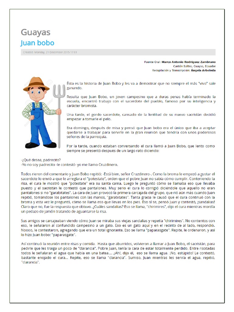 Juan Bobo - Cuento | PDF