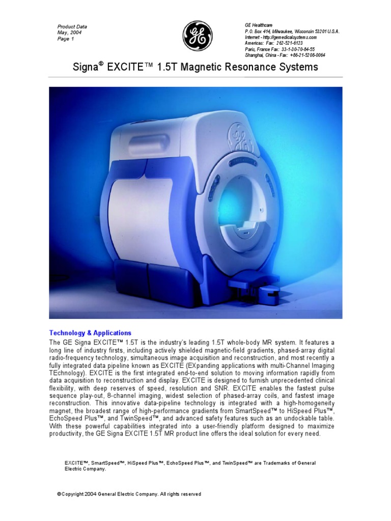Excite1 5T | PDF | Magnetic Resonance Imaging | Medical Imaging