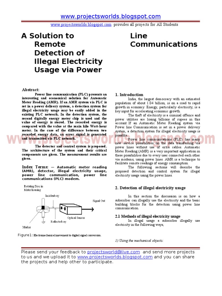 A Solution To Remote Detection Of Illegal Electricity Usage Via Power