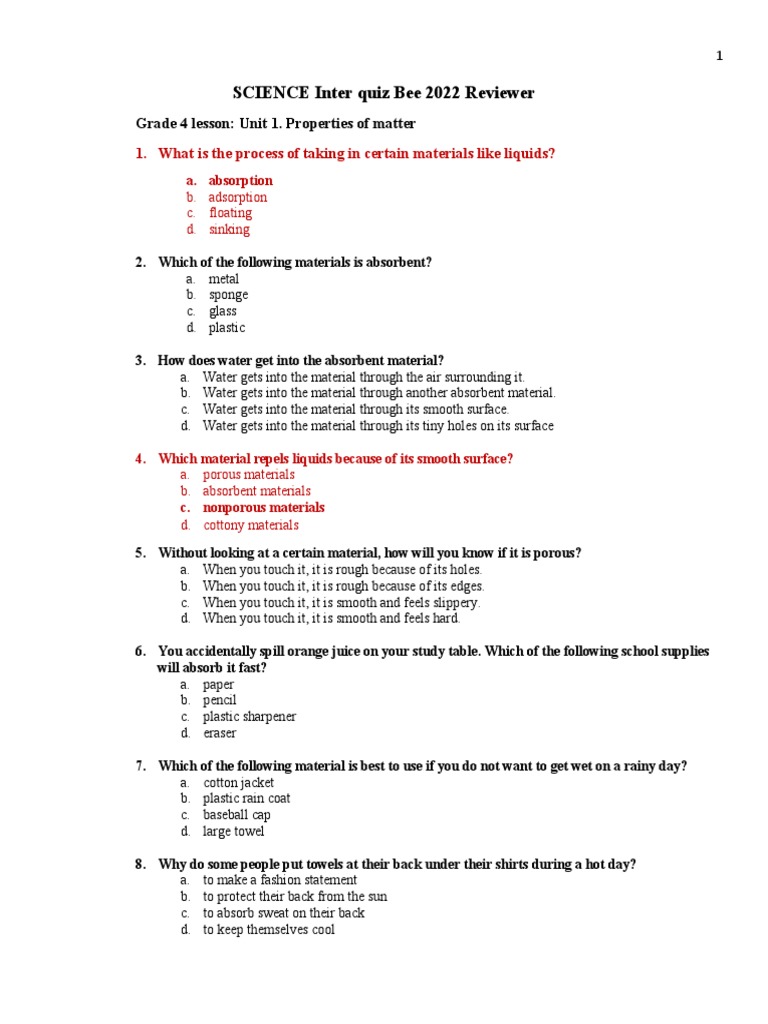 SCIENCE Inter School quiz Bee Reviewer | PDF | Mixture | Colloid