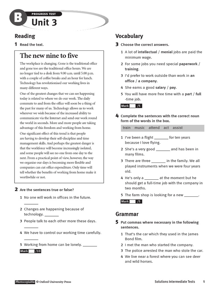 Sol Int Progresstest 3b | PDF