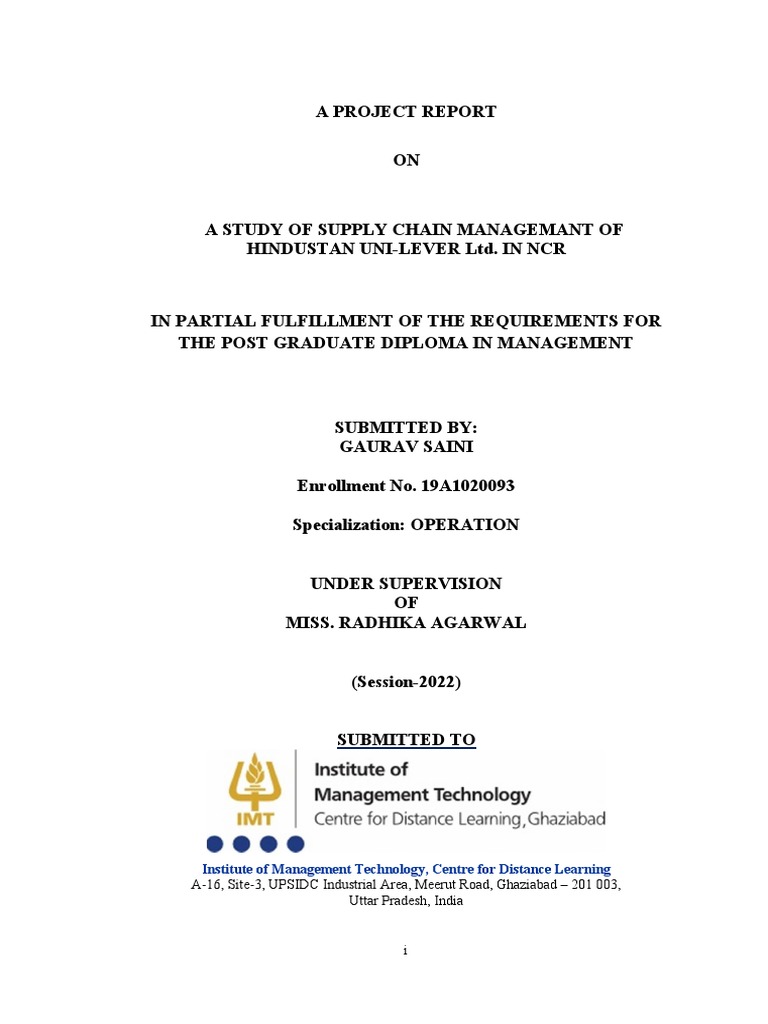 Final HUL | PDF | Supply Chain | Supply Chain Management